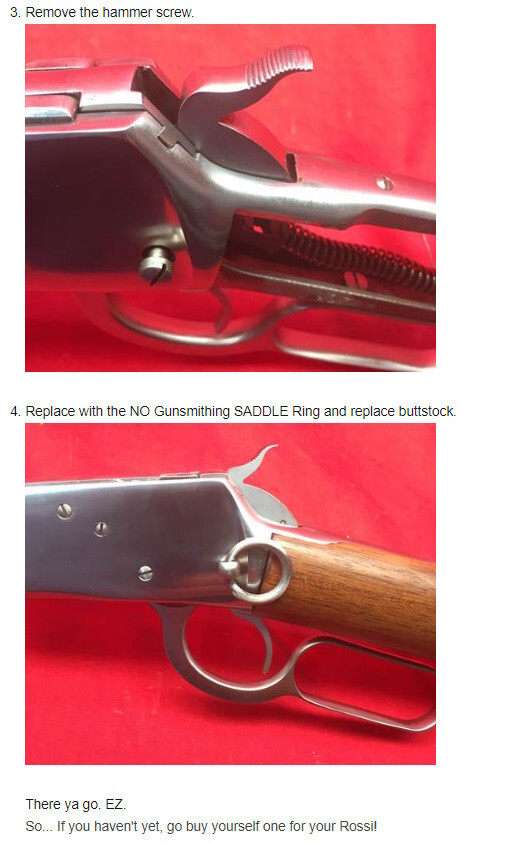 Rossi Saddle Ring - Puma Model 1892 Lever Action Trapper Ring -Blued ...