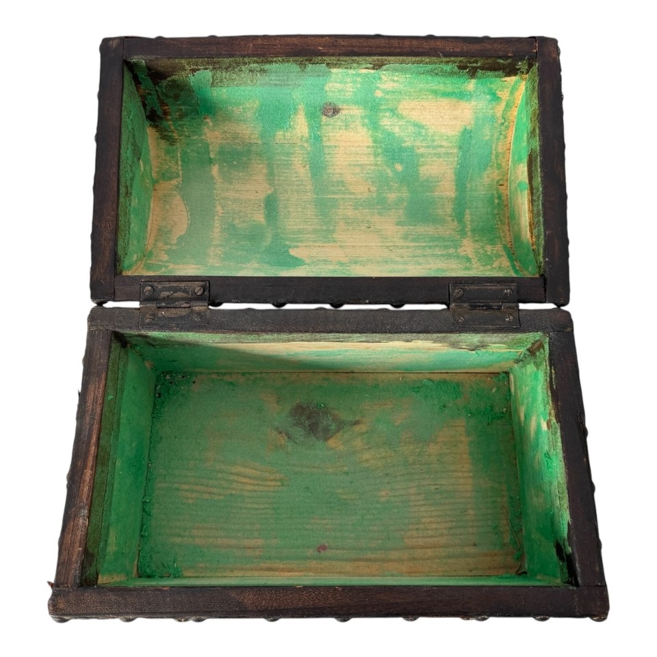 Antique Americana Leather and Wood Document Box with Decorative Studs ...
