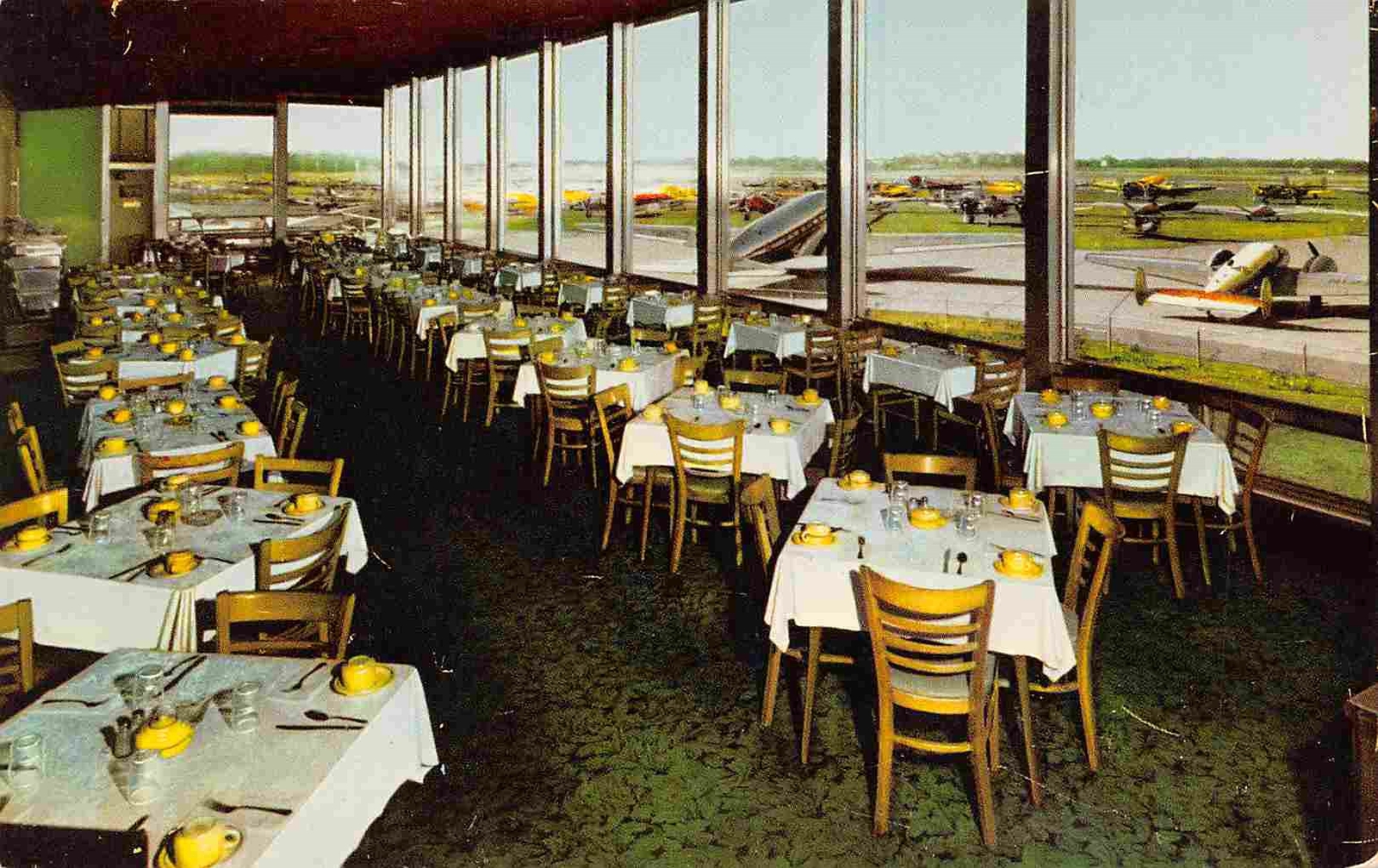 Airport Restaurant Interior Bendix Field South Bend Indiana postcard | eBay