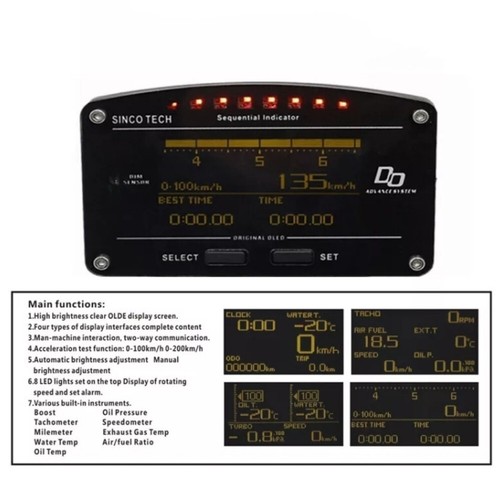 10 in 1 Race Dash Panels OLED Display Full Sensor Kit CaMulti-Function ...