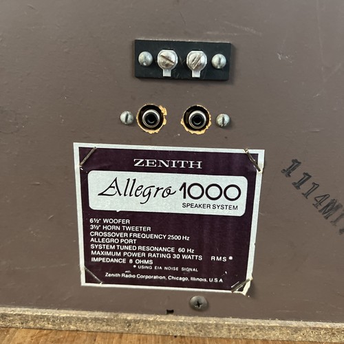 Vintage Pair Zenith Allegro 1000 Speakers - Tested and Working | eBay