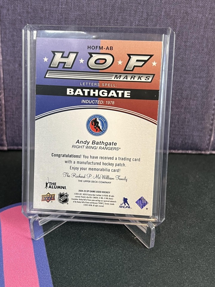 Andy Bathgate 2024-25 SP Game Used HOF Marks /35 #HOFM-AB New York ...