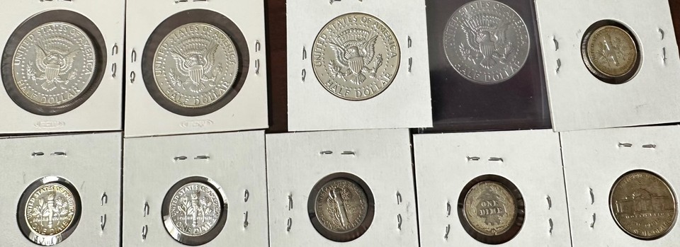 90% 40% KENNEDY PROOF HALF DOLLARS ROOSEVELT PROOF DIMES WAR NICKELS ...