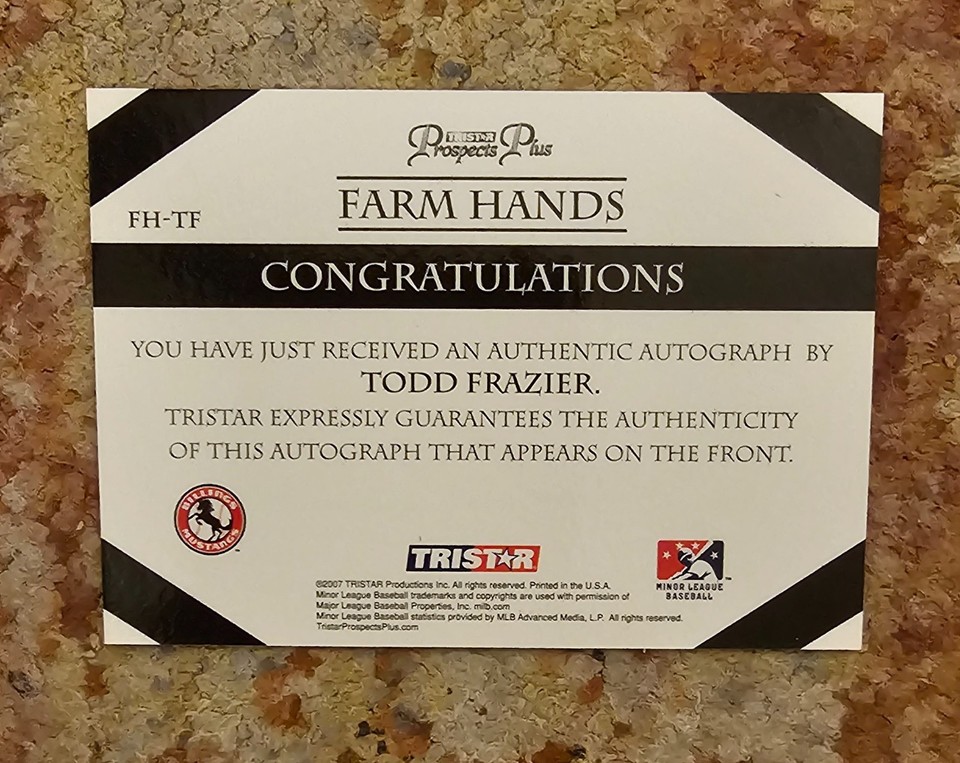 2007 Tristar Todd Frazier Prospect Farm Hands Auto Autograph | eBay
