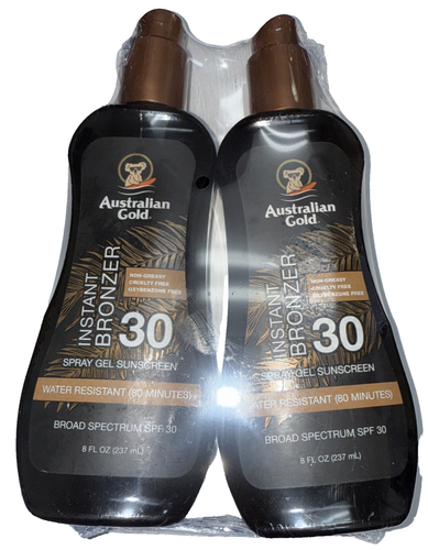 2 Pack Australian Gold Instant Bronzer Spray Gel Sunscreen SPF 30 - 8 ...