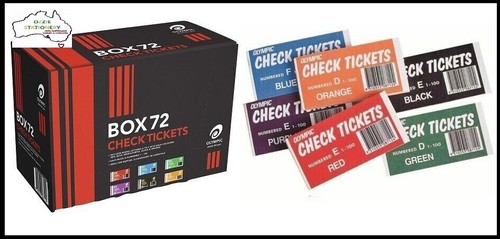72 x Olympic Raffle Check Ticket Books 100/Leaf (50 x 50mm Stub) 140891 ...