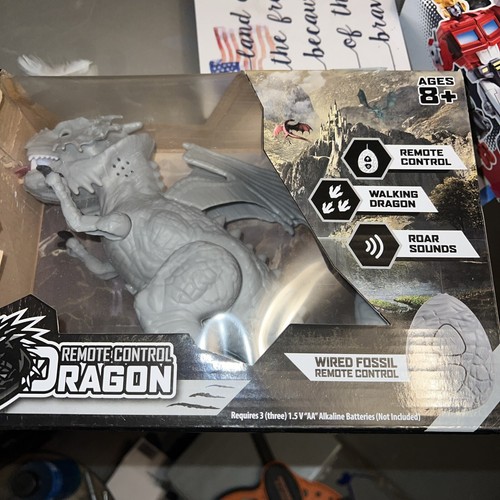 Remote Control Walking Gray Dragon Wired Fossil Roar Sounds New in Box ...