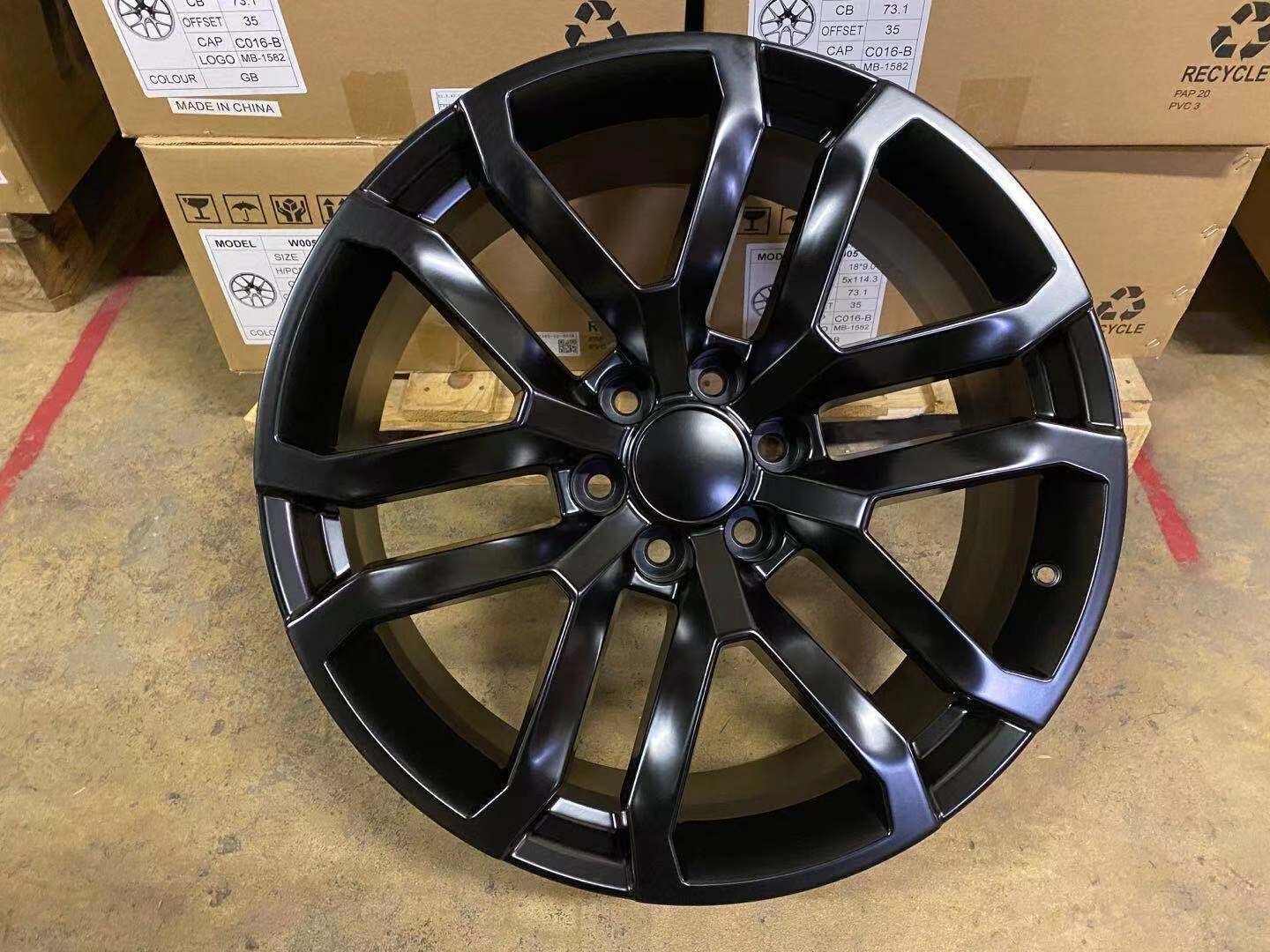 20" DENALI STYLE SATIN BLACK WHEELS RIMS FITS CHEVROLET CHEVY SILVERADO ...