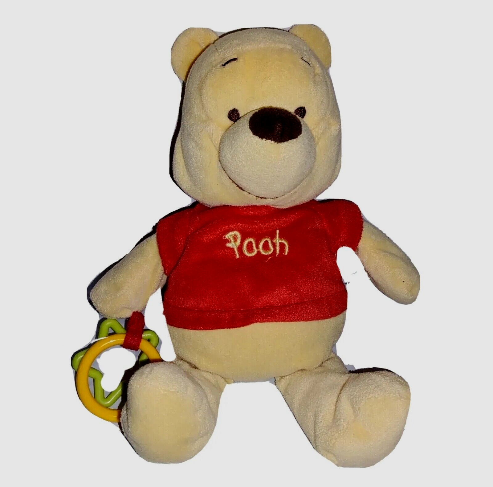 Disney Baby Rattle POOH Gold Velour Soft Floppy 12" Plush Star Circle ...