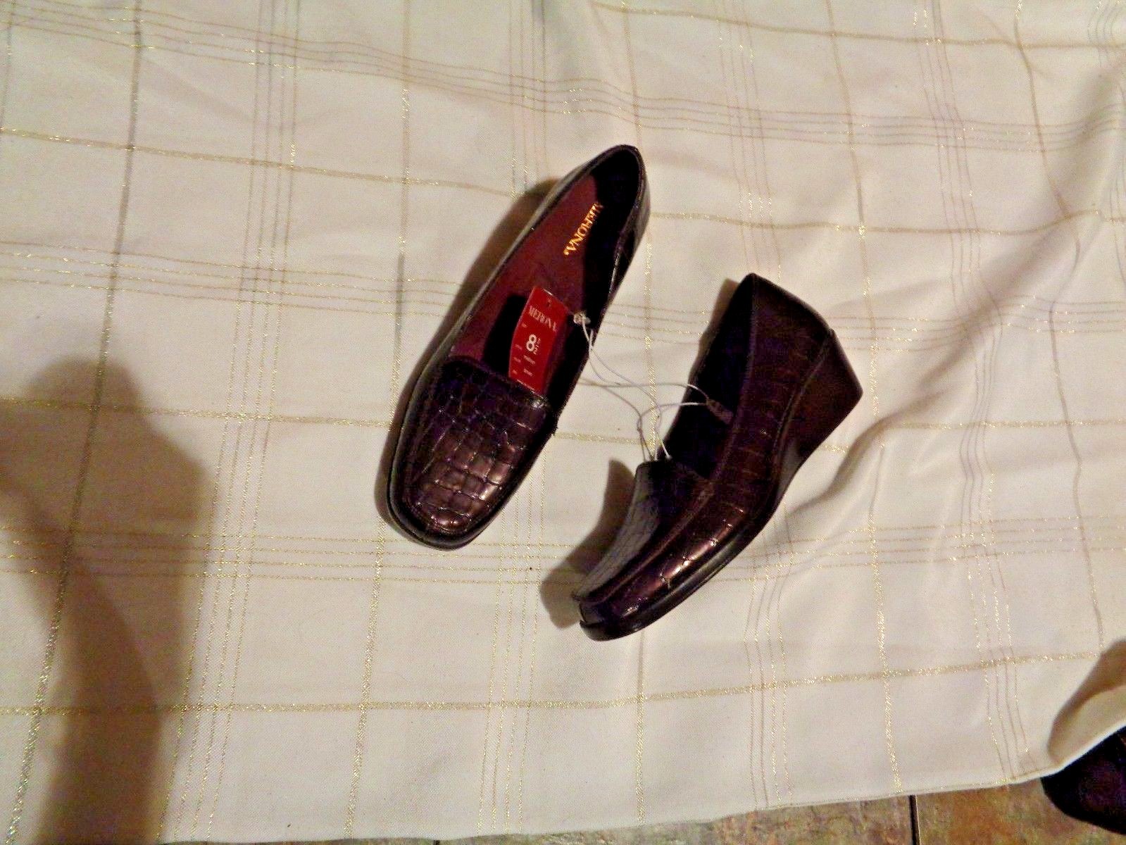 womens merona madisyn brown skin print wedge heels shoes size 8 1/2 | eBay