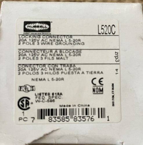 Twistlock Female Cord Cap Hubbell L520C | eBay