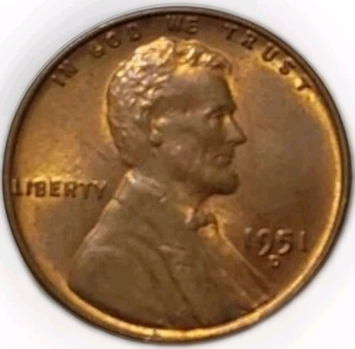1951 D Lincoln Penny MS Red Gem-Bright Red Good Luster Very Clean One ...