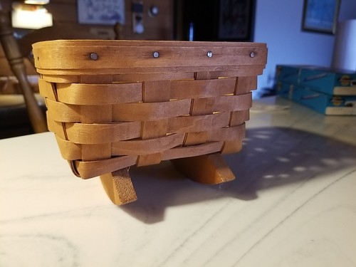 Vintage 1988 Longaberger Miniature Doll Cradle Rocker Rocking Basket ...