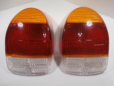 1968-1970 VW BUG EURO TAIL LIGHT LENS SET LEFT & RIGHT PAIR AMBER RED ...