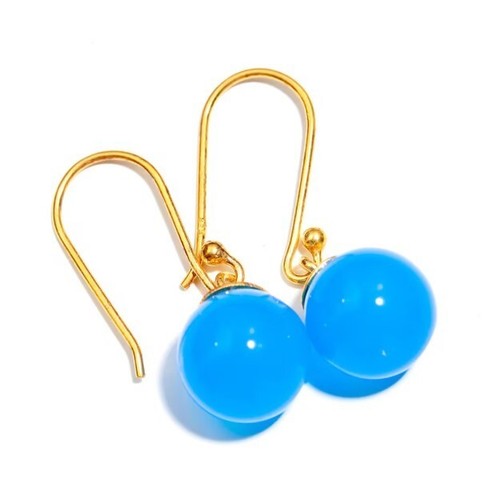 Blue Chalcedony Blue 10mm Ball Natural Gemstone .925 Sterling Silver ...