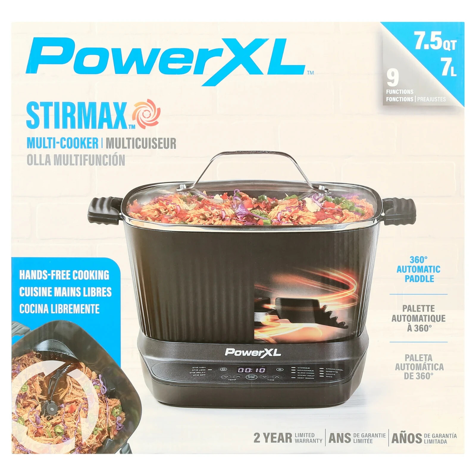 PowerXL StirMax 7.5 Qt Multi-Cooker 360° Auto Stir/Shred Paddle 9 ...
