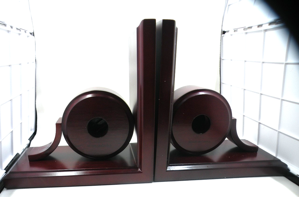 Vtg NAUTICA BOOKENDS Clock & Thermometer Walnut Wooden Set Collectibles ...