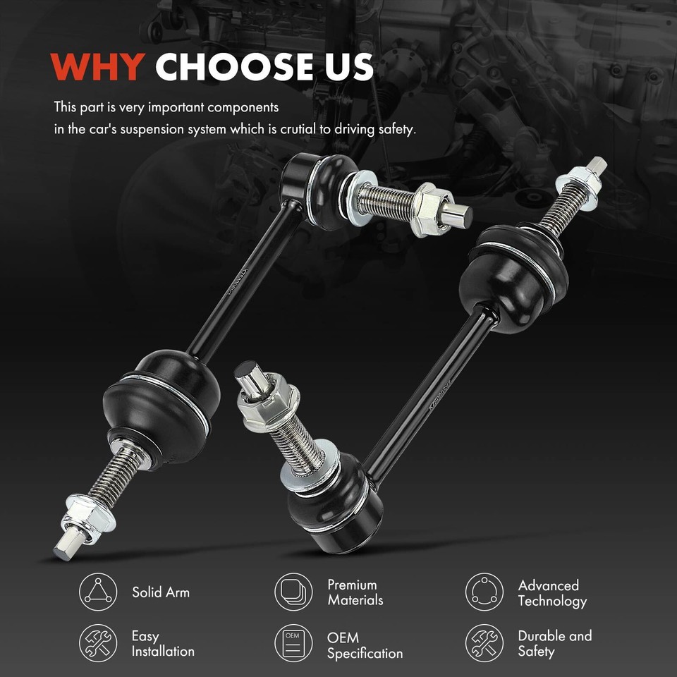 2x End 1 M12 End 2 M14 Front Left & Right Sway Bar Link for Ram 1500 ...