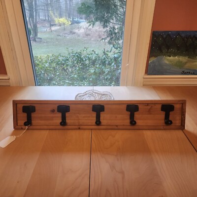 Wall-mounted 5 Hook Rustic Country Cabin Farmhouse Wood Hat Coat Key ...