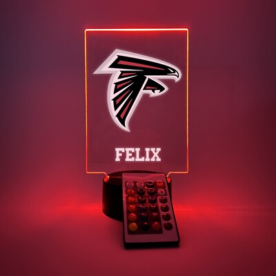 Personalized LED 16 Colors Light Up Stand Atlanta Falcons Football w ...