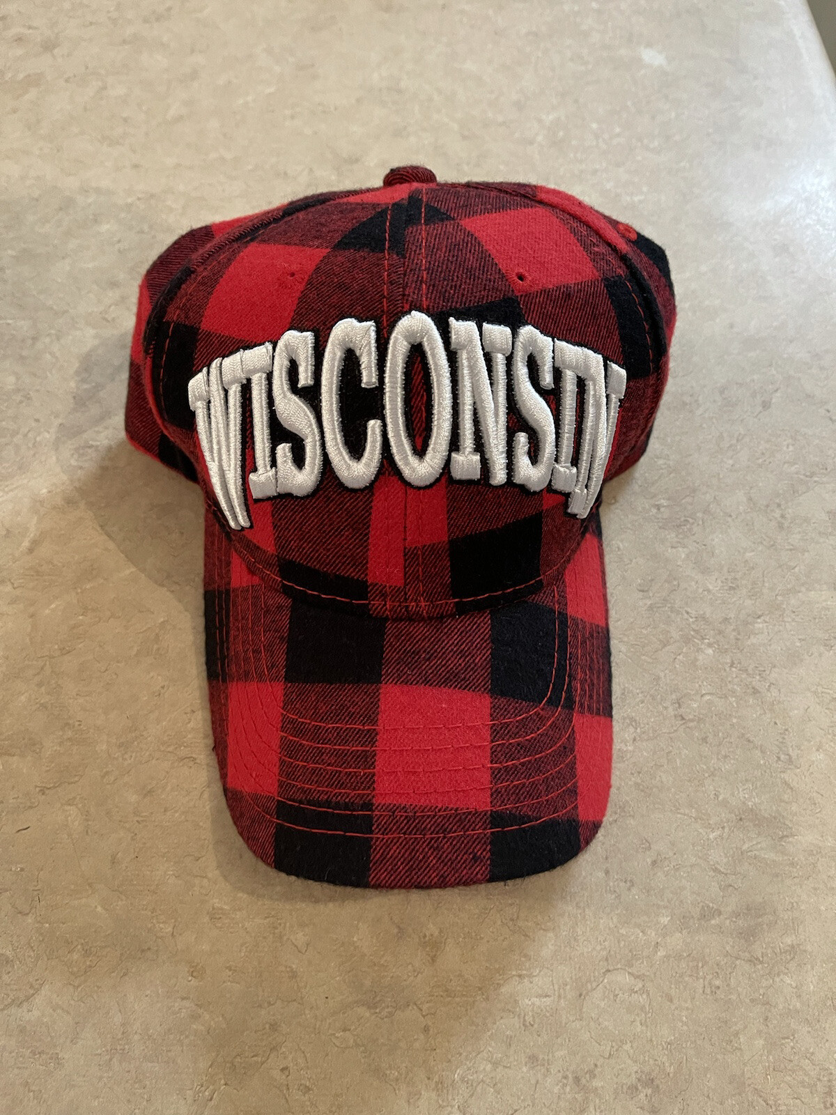 Wisconsin Badgers, Logo Red & Black Plaid Embroidered Hat | eBay
