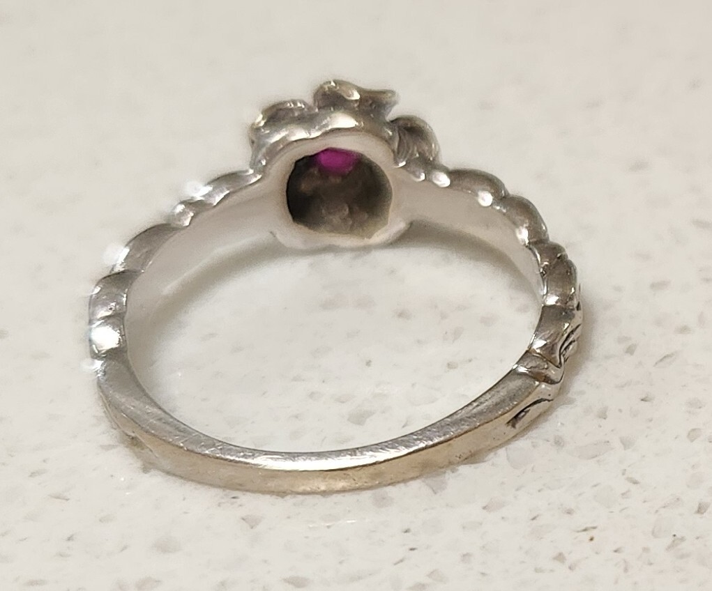 Vintage 14k White Gold Ring & Ruby Flower Ring Signed… - Gem