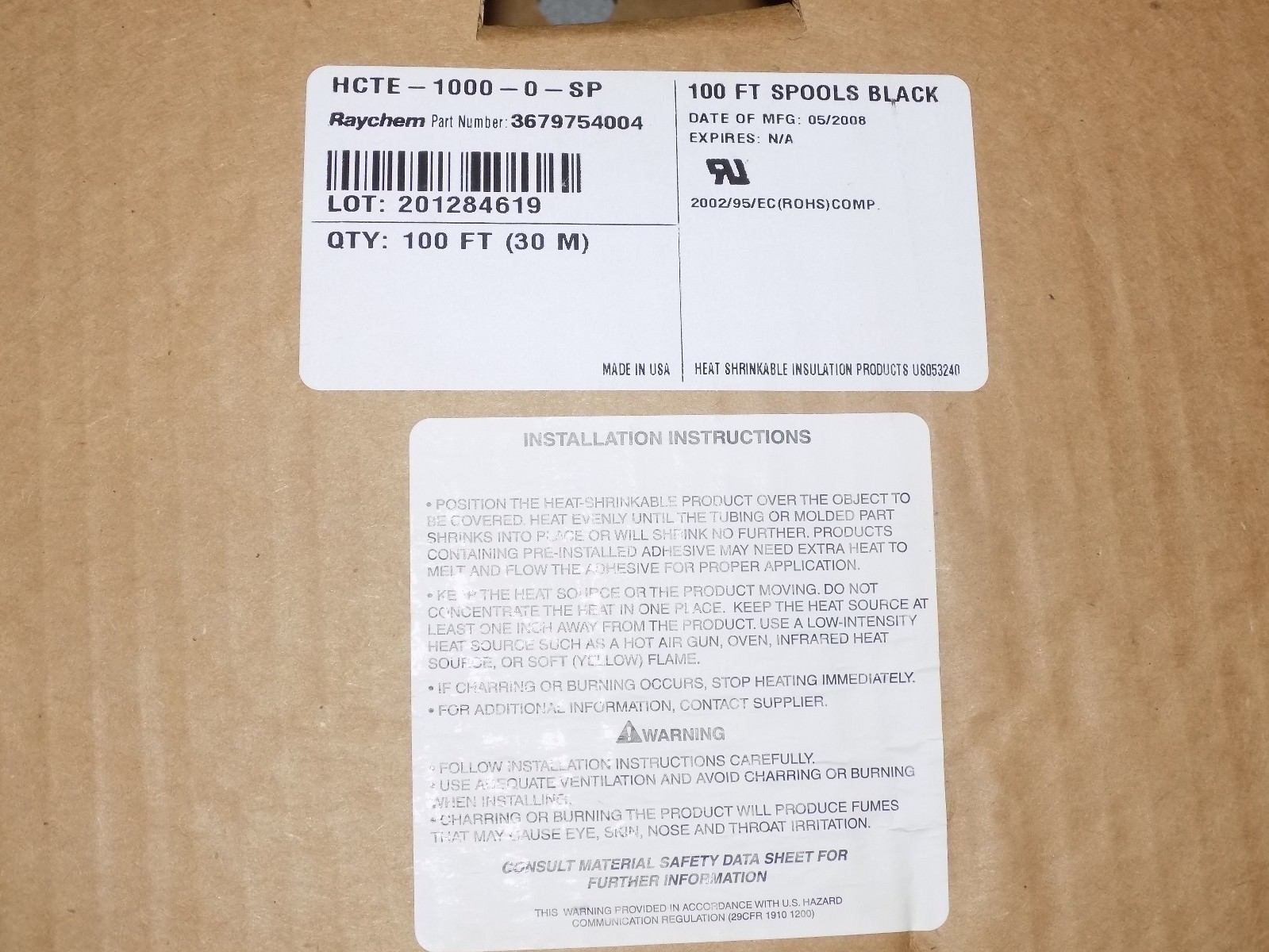 HCTE-1000-0-SP Raychem / Tyco Liquid Tight 1" Helical Convolex Tubing ...
