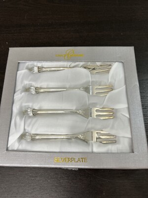 Grace’s Teaware Set Of 4 Cocktail Cake or Dessert Forks Silver Plated ...