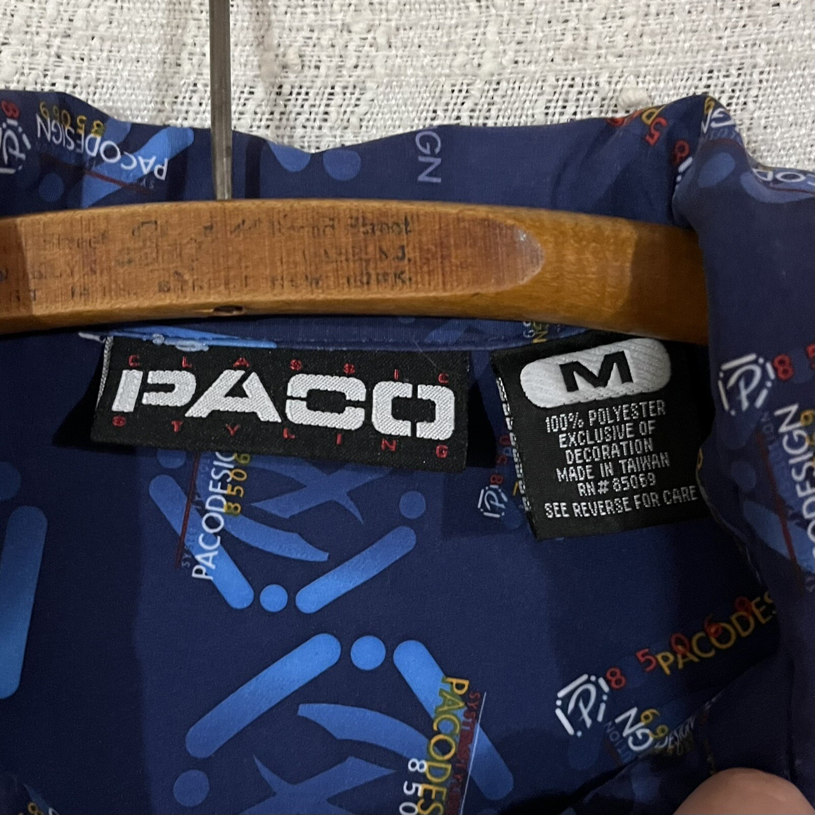 VTG 1990's Paco Design Men's Size Medium M All-Over Print Blue Button ...