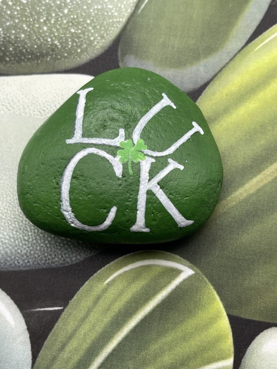 Irish Painted Rock Celtic Four Leaf Clover, Luck O' The Irish, St.