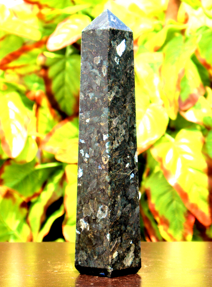 280MM Blue Larvikite Crystal Healing Obelisk Chakra Gemstone 4 Faceted ...