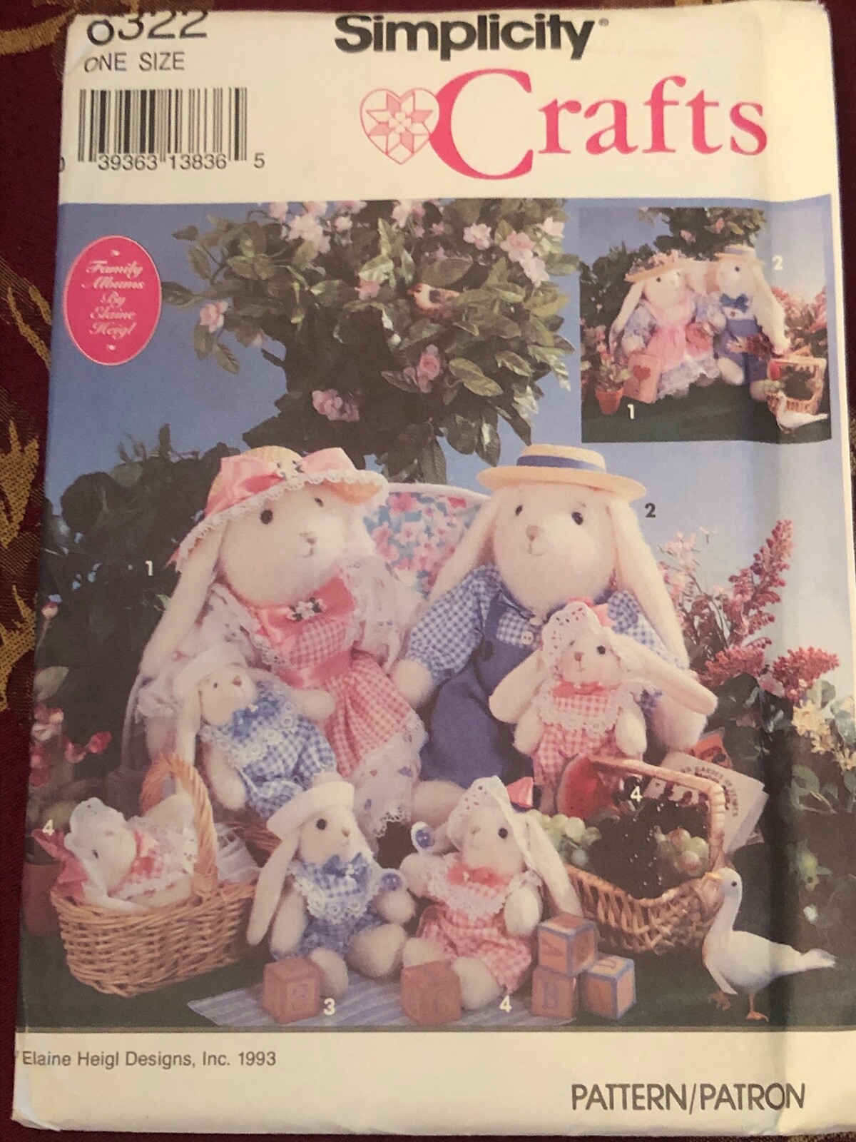 🦋 SIMPLICITY #8322 - CUTE STUFFED 5" & 12" BUNNY RABBIT FAMILY PATTERN ...