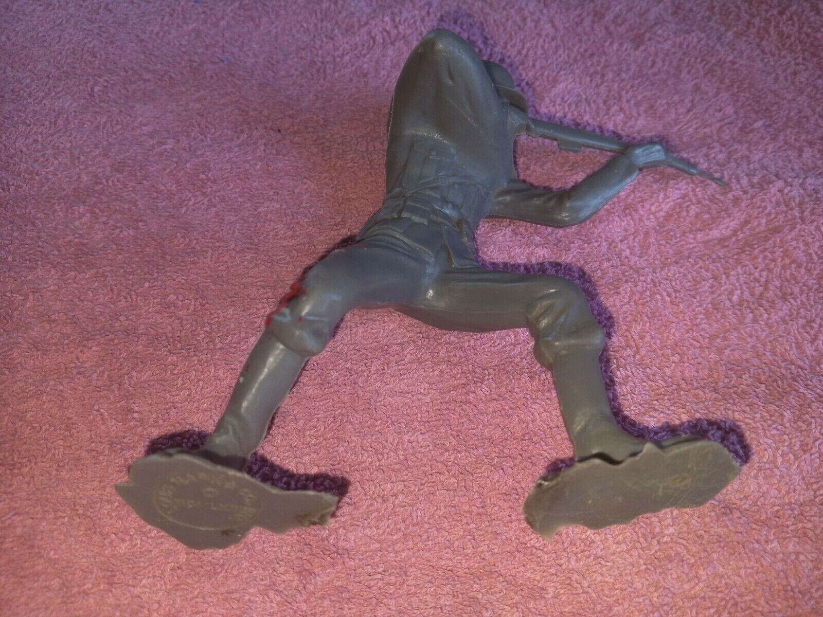 Vtg 1963 Big Army Man Figure Plastic Toy Marx 6” WWII Gray German Toy ...