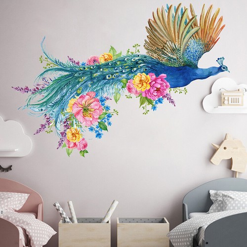 Peacock Pattern Wall Sticker Chinese Style Peacock Background Wall ...