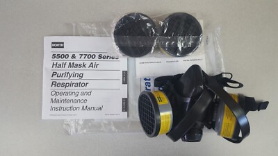 North, 7700 Half-Mask Respirator, with 2 extra filter N7500-3, OV/CL ...