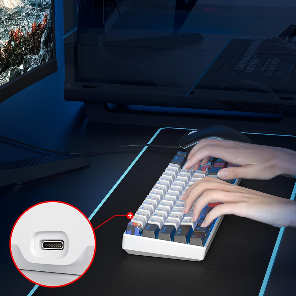 Teclado Mecanico 60 Percent Keyboard Mechanical with Backlit Keycaps ...