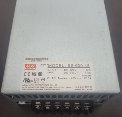 Mean Well SE-600-48 AC to DC Power Supply Single Output 600W 48 Volt 12 ...