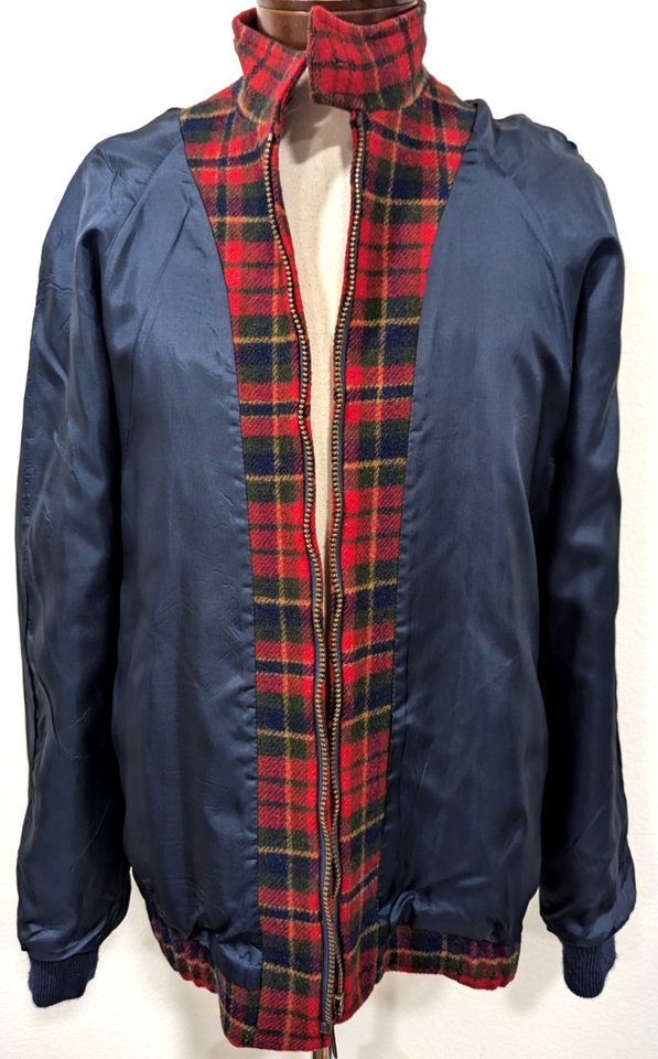 Vtg PENDLETON Men's 100% Wool Zip Bomber Jacket Red Plaid USA Size M ...