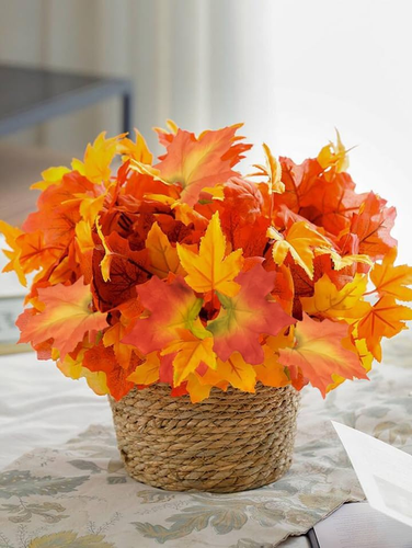 5 Bunches of Maple Leaves Fall Decor, Artificial Silk Maple Leaf, Fall ...