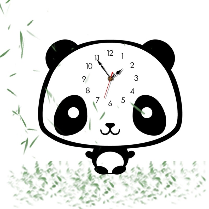 Mute Nordic- Panda Clock Wall Clock Decors for Home Office Kitchen ...