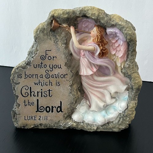Angel Figurine Christian Home Decor Bible Verse Luke 2:11 Resin Stone 6 ...