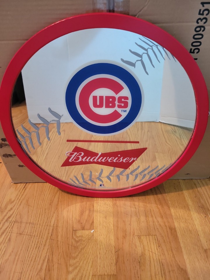 Chicago Cubs MLB baseball budweiser beer bar mirror sign Wrigley field ...
