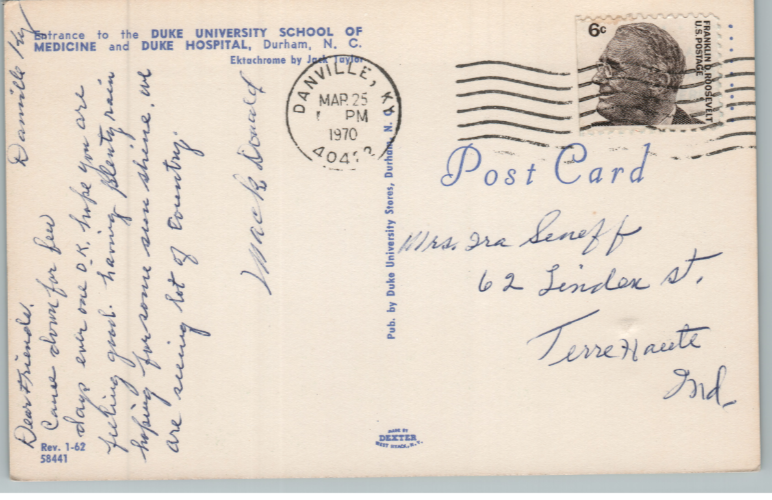 Vintage Postcard Duke University School Of Medicine Duke Hospital ...