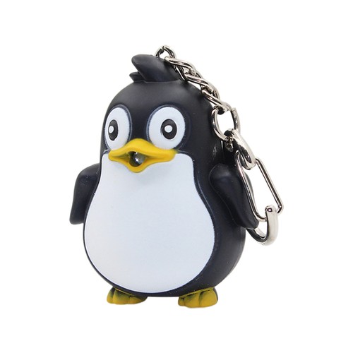 Cute Penguin Keychain 1.46x1.1x1.85In LED Sound Light Key Chain ...
