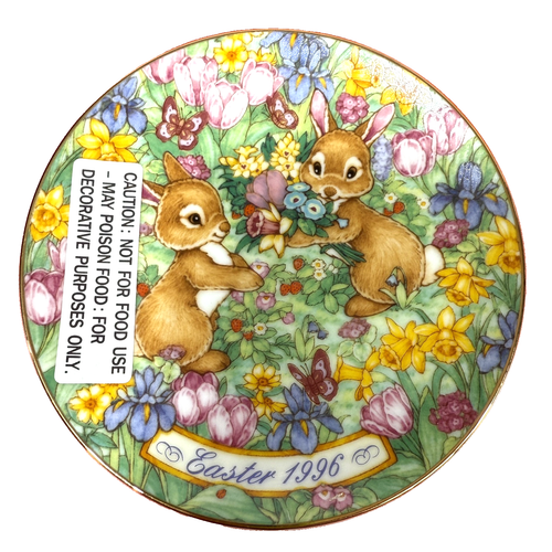 VTG Avon Collectible Easter Decorative Plate 1996 w/22K Gold Easter ...