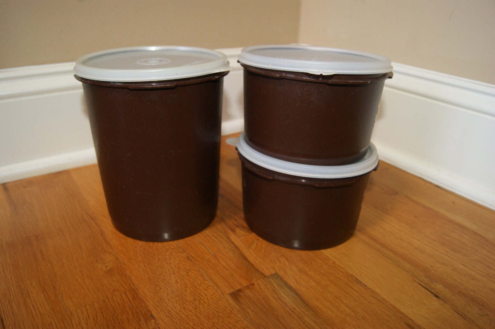 Vintage Tupperware brown canisters set of 3 | eBay