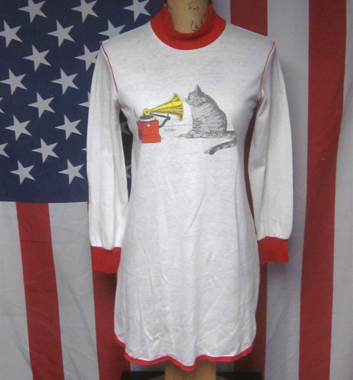 B KLIBAN CATS beat-up nightgown Master’s Voice spoof youth medium vtg T ...