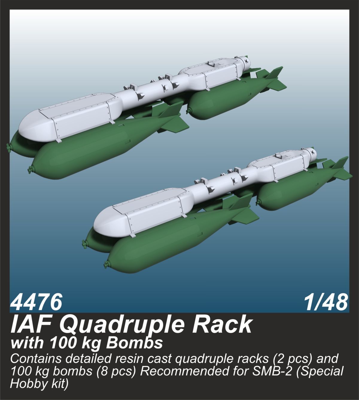 CMK/Czech Master Kits 4476 1:48 IAF Quadruple Rack with 100 kg Bombs (2 ...