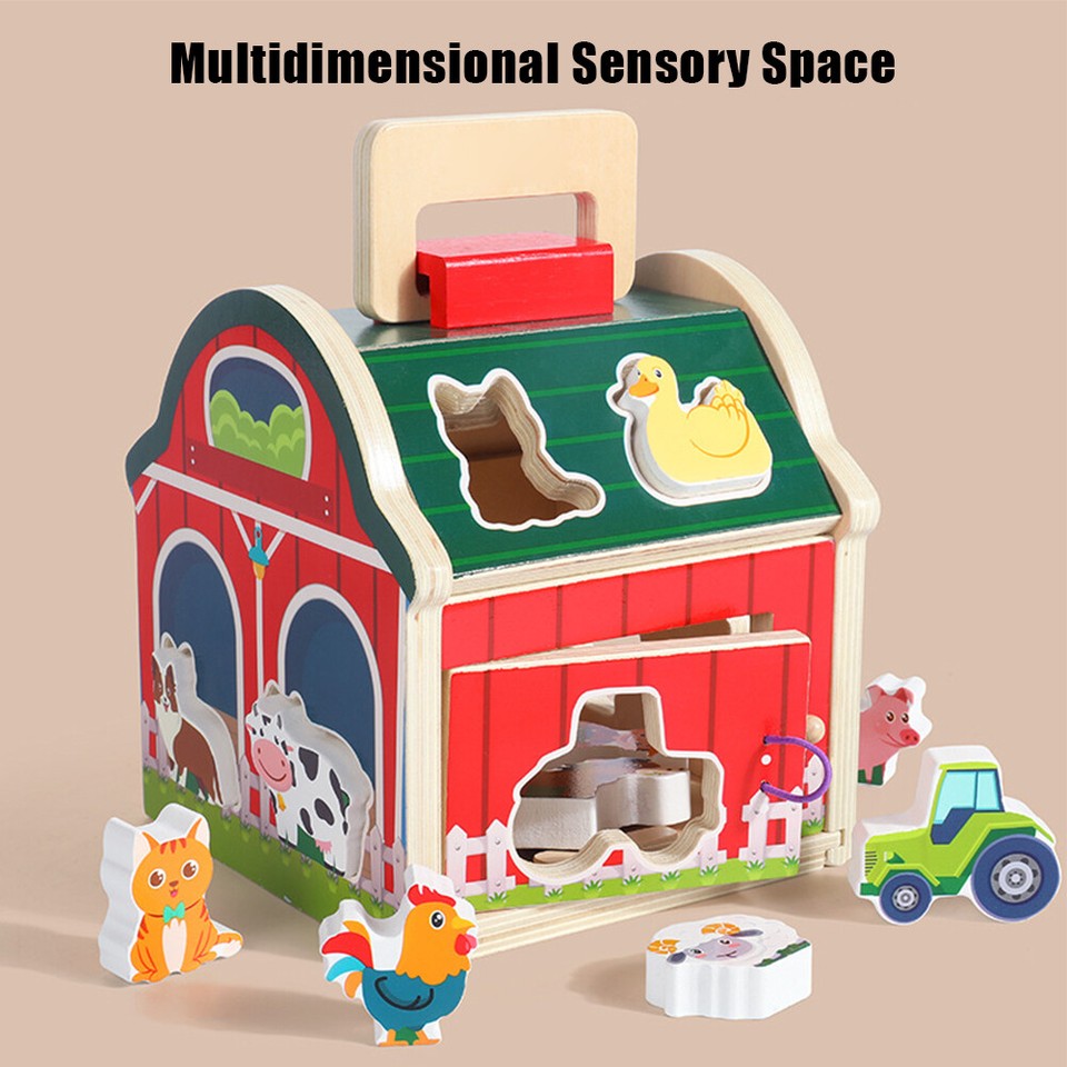 Farm Animals Toys with Door Chunky Blocks Toy Early Learning Toys for ...