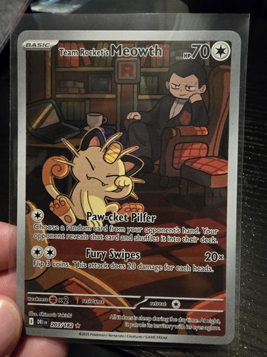 Team Rocket’s Meowth Illustration Rare Full Art Holo Destined Rivals ...